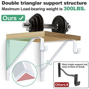 Closet Rod Bracket, 2 Pack Heavy Duty Closet Rod Support, White Wall Mounted Shelf Brackets with Rod Holder for DIY Floating Shelves, 11×10.2×1 Inch Closet Shelf & Rod Backet Hangers Hooks with Screw