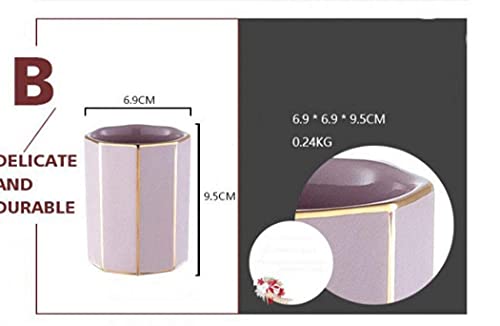 YYW Bathroom Accessory Set Ceramics Vanity Countertop Accessory Set Bathroom Set Includes Lotion Dispenser Tumblers Soap Dish (Pink)