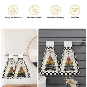 Hanging Kitchen Towel with Loop Vintage Farm Chicken Truck Black White Buffalo Plaid Soft Dish Towels Tie Towel Tea Towels Washcloth for Bathroom Home