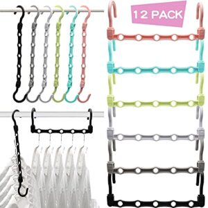 closet organizers and storage,12 pack sturdy closet organizer hanger for heavy clothes,upgraded closet storage space saving hangers,magic closet organization clothe hanger,college dorm room essentials