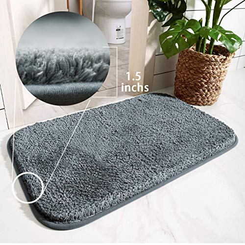 HALLYONA 20''X32'' Bathroom Rugs Set, 2pcs Washable Non-Slip Striped Pattern Bath Rugs for Bathroom, Indoor Soft Plush Shaggy Bathroom Runner Set(Lava Gray)