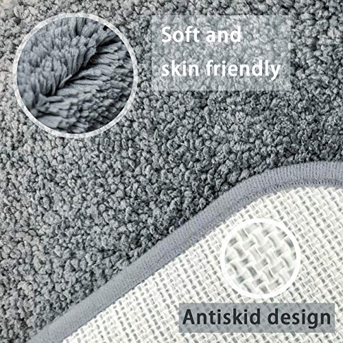 HALLYONA 20''X32'' Bathroom Rugs Set, 2pcs Washable Non-Slip Striped Pattern Bath Rugs for Bathroom, Indoor Soft Plush Shaggy Bathroom Runner Set(Lava Gray)