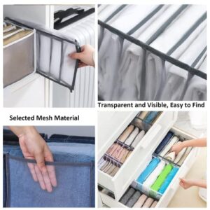 The WomenLand Wardrobe Clothes Organizer 2PCS, Washable 7 Grids Foldable Drawer Organizers for Clothing, Visible Drawer Mesh Separation Box for Jeans, T-shirt, Legging, Skirts, Kid Clothes