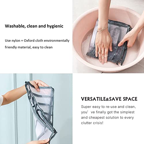 The WomenLand Wardrobe Clothes Organizer 2PCS, Washable 7 Grids Foldable Drawer Organizers for Clothing, Visible Drawer Mesh Separation Box for Jeans, T-shirt, Legging, Skirts, Kid Clothes