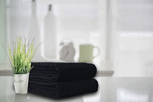 Belizzi Home 8 Piece Towel Set 100% Ring Spun Cotton, 2 Bath Towels 27x54, 2 Hand Towels 16x28 and 4 Washcloths 13x13 - Ultra Soft Highly Absorbent Machine Washable Hotel Spa Quality - Black