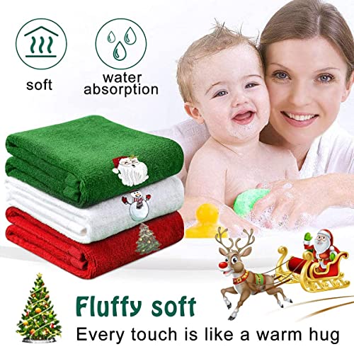 Yuntec Christmas Hand Towels Bathroom Washcloths 18"x 12" Cotton Christmas Kitchen Towel Set Holiday Dish Towels for Christmas Decorations & Cleaning (Pack of 3)