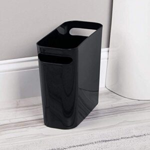 mDesign 2 Piece Combo - Plastic Trash Can & Bathroom Caddy - For Bathroom - Store and Organize Bathroom - Divided Basket Bin with Handle for Bathroom - Set of 2 - Black