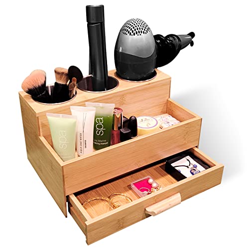 Sol-Eco hot Tools Organizer with Drawer, Hair Tool Organizer for Bathroom, Kitchen and Makeup,Hair Organizer Storage Perfect for Storing Blow Dryer, Straightener and Brush