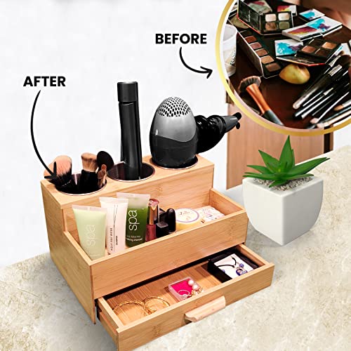 Sol-Eco hot Tools Organizer with Drawer, Hair Tool Organizer for Bathroom, Kitchen and Makeup,Hair Organizer Storage Perfect for Storing Blow Dryer, Straightener and Brush