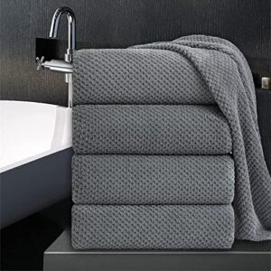 bathroom towel set dark gray 4pack-35x70 towel,600gsm ultra soft microfibers bath towel set large plush bath sheet towel,highly absorbent quick dry oversized towels spa hotel luxury shower towels