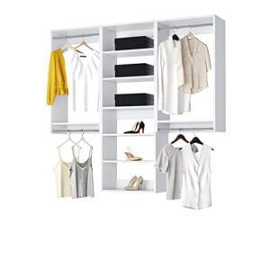 closet kit with hanging rods & shelves - corner closet system - closet shelves - closet organizers and storage shelves (white, 96 inches wide) closet shelving