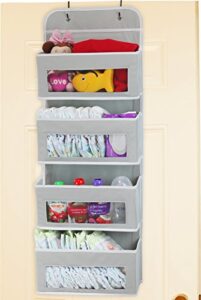 simplehouseware over door/wall mount 4 clear window pocket organizer, gray