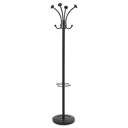 ALBA PMVIENAN Viena Coat Stand, Eight Knobs, Steel, 16w x 16d x 70-1/2h, Black