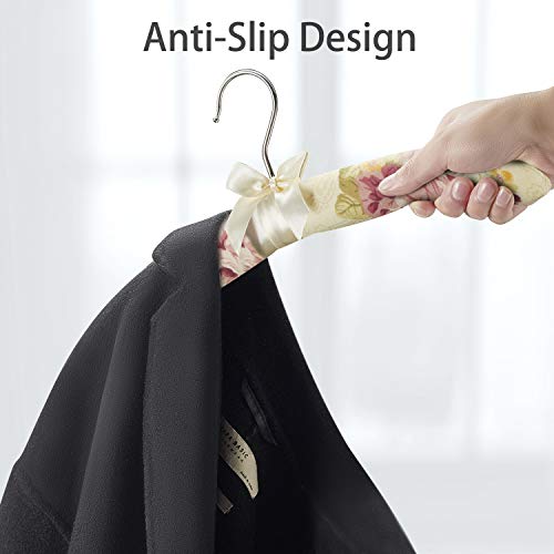 Padded Clothes Hangers for Sweaters – Women Padded Coat Hangers- Foam Hanger Non Slip Satin Canvas Covers for Adults Wedding Bridesmaid (Pack of 10)