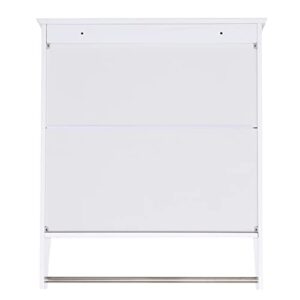 Iwell Wall Bathroom Cabinet with 2 Shelf & Towels Bar, Medicine Cabinet with 2 Doors for Bathroom, Wall Mount Bathroom Cabinet, Over The Toilet Space Saver Storage Cabinet, White