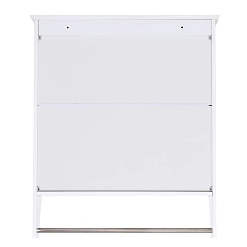 Iwell Wall Bathroom Cabinet with 2 Shelf & Towels Bar, Medicine Cabinet with 2 Doors for Bathroom, Wall Mount Bathroom Cabinet, Over The Toilet Space Saver Storage Cabinet, White