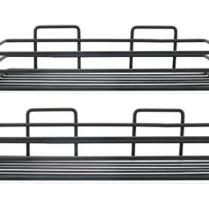 Shower Caddy Basket Shelf, Bath Accessories , Shampoo Holder Organizer No Drilling Wall Mounted Adhesive Bathroom Storage Black Stainless Steel (Black) - 2 Pack