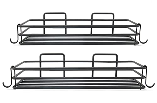 Shower Caddy Basket Shelf, Bath Accessories , Shampoo Holder Organizer No Drilling Wall Mounted Adhesive Bathroom Storage Black Stainless Steel (Black) - 2 Pack