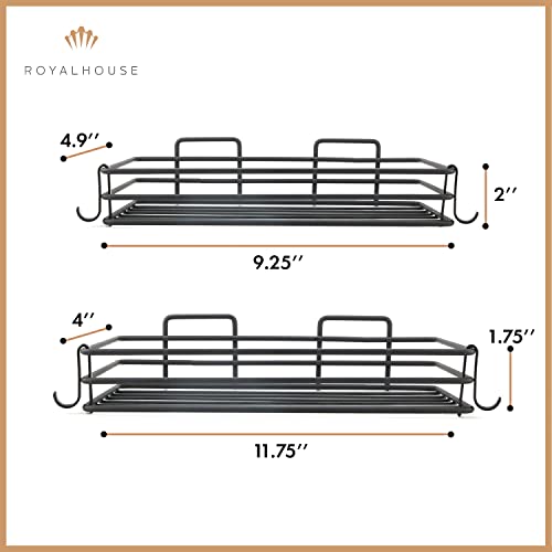 Shower Caddy Basket Shelf, Bath Accessories , Shampoo Holder Organizer No Drilling Wall Mounted Adhesive Bathroom Storage Black Stainless Steel (Black) - 2 Pack