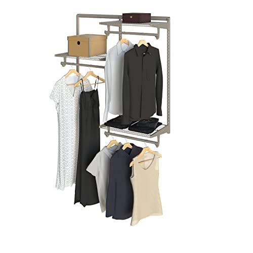 Knape & Vogt Culture 4 Ft. Steel Closet Organization System with, 3 Champagne Nickel Wire Shelves