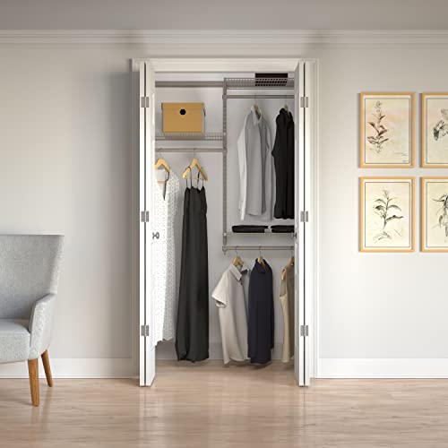 Knape & Vogt Culture 4 Ft. Steel Closet Organization System with, 3 Champagne Nickel Wire Shelves