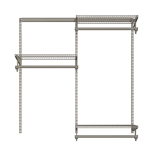 Knape & Vogt Culture 4 Ft. Steel Closet Organization System with, 3 Champagne Nickel Wire Shelves