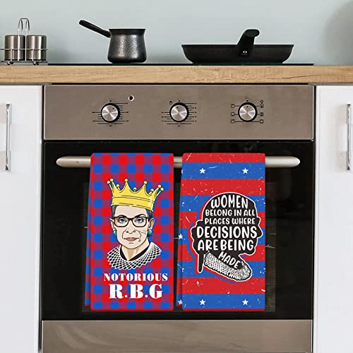 Cheroloven Notorious RBG Gifts for Women, 2 Pack Ruth Bader Ginsburg Hand Towels for Kitchen Bathroom Use, Feminist Birthday Housewarming Gifts for RBG Fans Lawyer Librarian