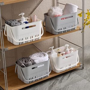 3 Packs Portable Plastic Storage Baskets,Eyluck Plastic Organizer Storage Baskets with Handles,Shower Caddy Basket Organizer Bins for Kitchen Bathroom-11 x 7.7 x 6.2 Inch ,Grey