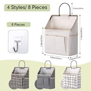 8 Pcs Wall Hanging Storage Bag Waterproof Wall Linen Organizer Wall Basket with Pocket, Wall Hanging Bag Hanging Closet Organizer with 8 Pieces Sticky Hooks for Bedroom Bathroom Kitchen Dormitory