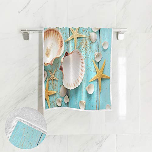 Starfish Hand Towels Summer Seashell Towel Ocean Face Towel Bath Decor Ultra Soft Towels for Bathroom Beach 30"x15"