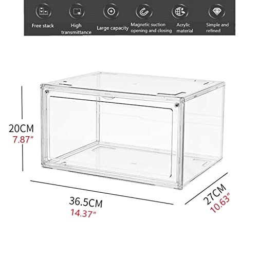 Three Piece Clear Shoe Box 360° Acrylic Clear Shoe Box Handbag Storage Display Box Stackable Shoe Box Drop Front Shoe Box Magnetic Door Organizer 14.37 * 7.87 * 10.63 inches for US size 14