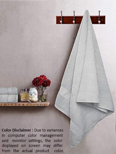 GLAMBURG Ultra Soft 8 Piece Towel Set - 100% Pure Ring Spun Cotton, Contains 2 Oversized Bath Towels 27x54, 2 Hand Towels 16x28, 4 Wash Cloths 13x13 - Ideal for Everyday use, Hotel & Spa - Light Grey