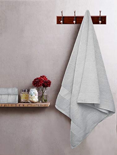 GLAMBURG Ultra Soft 8 Piece Towel Set - 100% Pure Ring Spun Cotton, Contains 2 Oversized Bath Towels 27x54, 2 Hand Towels 16x28, 4 Wash Cloths 13x13 - Ideal for Everyday use, Hotel & Spa - Light Grey