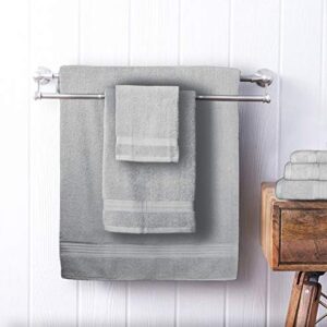 GLAMBURG Ultra Soft 8 Piece Towel Set - 100% Pure Ring Spun Cotton, Contains 2 Oversized Bath Towels 27x54, 2 Hand Towels 16x28, 4 Wash Cloths 13x13 - Ideal for Everyday use, Hotel & Spa - Light Grey