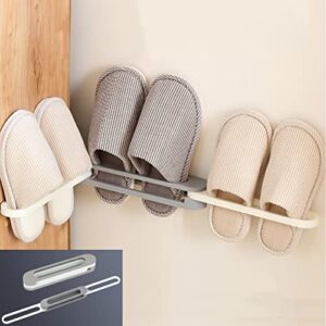 carurliff wall mounted shoe rack organizer for bathroom, over the door 3 in 1 foldable slipper rack (grey)