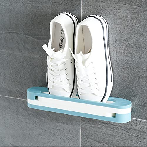 CARURLIFF Wall Mounted Shoe Rack Organizer for Bathroom, Over the Door 3 in 1 Foldable Slipper Rack (Grey)