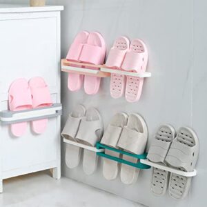 CARURLIFF Wall Mounted Shoe Rack Organizer for Bathroom, Over the Door 3 in 1 Foldable Slipper Rack (Grey)