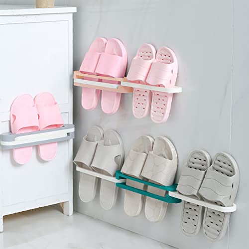 CARURLIFF Wall Mounted Shoe Rack Organizer for Bathroom, Over the Door 3 in 1 Foldable Slipper Rack (Grey)