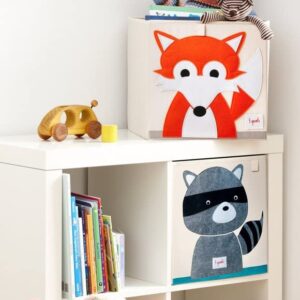 3 sprouts, 13inch x 13inch x 13inch cube storage, pack of 2 (racoon and fox)