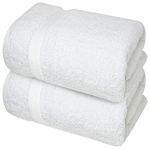 Infinitee Xclusives Premium White Bath Sheets Towels for Adults – 2 Pack Extra Large Bath Towels 35x70-100% Soft Cotton, Absorbent Oversized Towels, Hotel & Spa Quality Towel