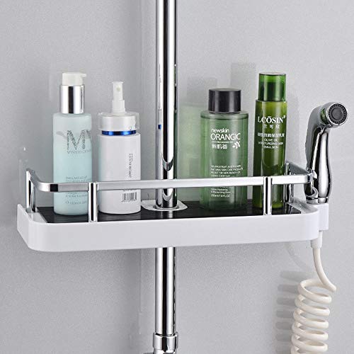 Pole Shower Caddy, Pole Mounted Bracket, Storage Holders for Shampoo, Shower Rack for 22-25 mm Shower Pole, Toiletry Soap Tray