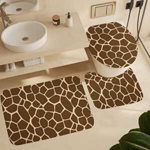 Roargy Bathroom Rugs Sets 3 Piece Bath Mat Giraffe Machine Wash Absorbent Soft Shower Tub Mat Toilet Non-Slip Home Decor Gifts for Her,15''×25''