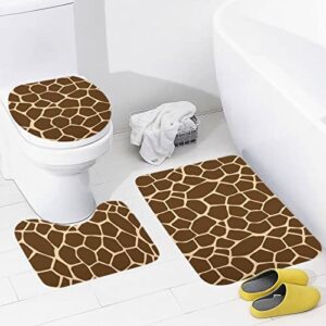 Roargy Bathroom Rugs Sets 3 Piece Bath Mat Giraffe Machine Wash Absorbent Soft Shower Tub Mat Toilet Non-Slip Home Decor Gifts for Her,15''×25''