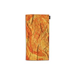 zaueky liquid orange marble texture hand towel unusual magma color artistic craft decorative bathroom towels soft highly absorbent face towel for hotel gym spa 15x30 inch