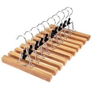 house day wooden pants hangers 10 pack non slip wood skirt hangers wood jeans/slack hanger with 360° swivel hook - pants hangers for skirts, slacks - clamp hangers amazon rank