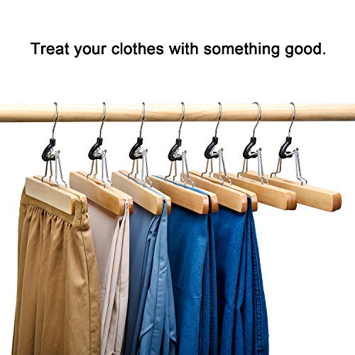 HOUSE DAY Wooden Pants Hangers 10 Pack Non Slip Wood Skirt Hangers Wood Jeans/Slack Hanger with 360° Swivel Hook - Pants Hangers for Skirts, Slacks - Clamp Hangers Amazon Rank