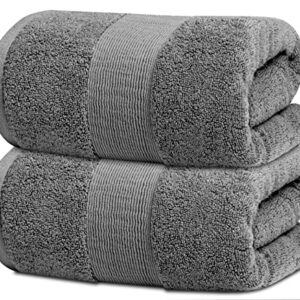 White Classic Resort Collection Soft Bath Sheet Towels | 35x70 Oversize Large Luxury Hotel Plush & Absorbent Cotton Bath Sheet [2 Pack, Smoke Grey]