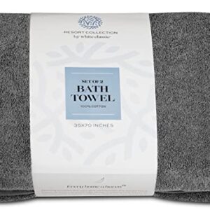 White Classic Resort Collection Soft Bath Sheet Towels | 35x70 Oversize Large Luxury Hotel Plush & Absorbent Cotton Bath Sheet [2 Pack, Smoke Grey]