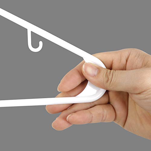 SUPER DEAL 100 Pack White Plastic Hangers with Double Hooks for Camisole Tanks Shirts Dress Standard Thick Clothes Hangers for Closet Heavy Duty for Laundry and Everyday Use