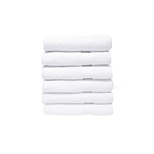 Bokser Home Hospitality Victory Hand Towels, Luxury Quality for Bathroom, Home, Spa and More, 627 GSM, 100% Combed Cotton Providing a Soft, Luxurious Feel, 16" x 30” (Pack of 6)